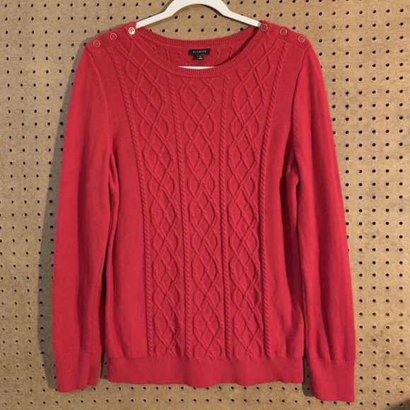 Talbots | Sweaters | Talbots Cable Knit Wool Sweater Red Academia ...